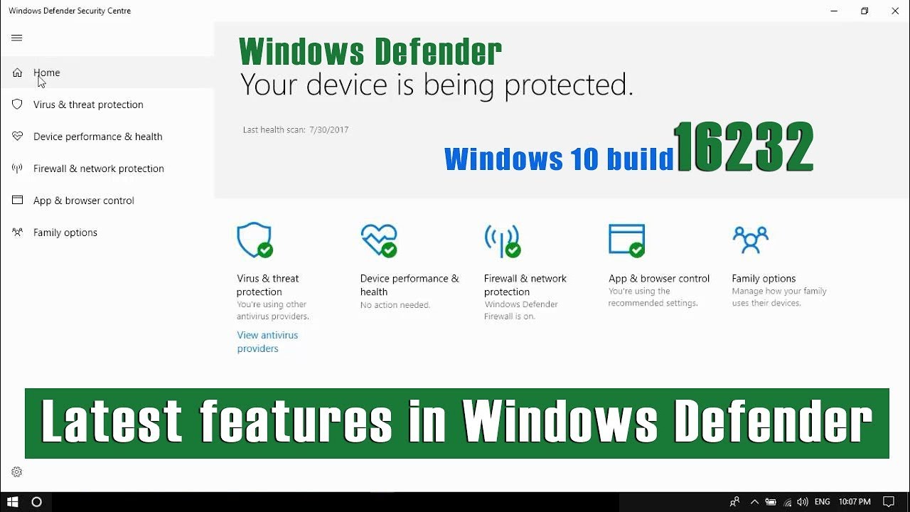 Windows 10 build 16232 new features in Windows Defender antivirus ...