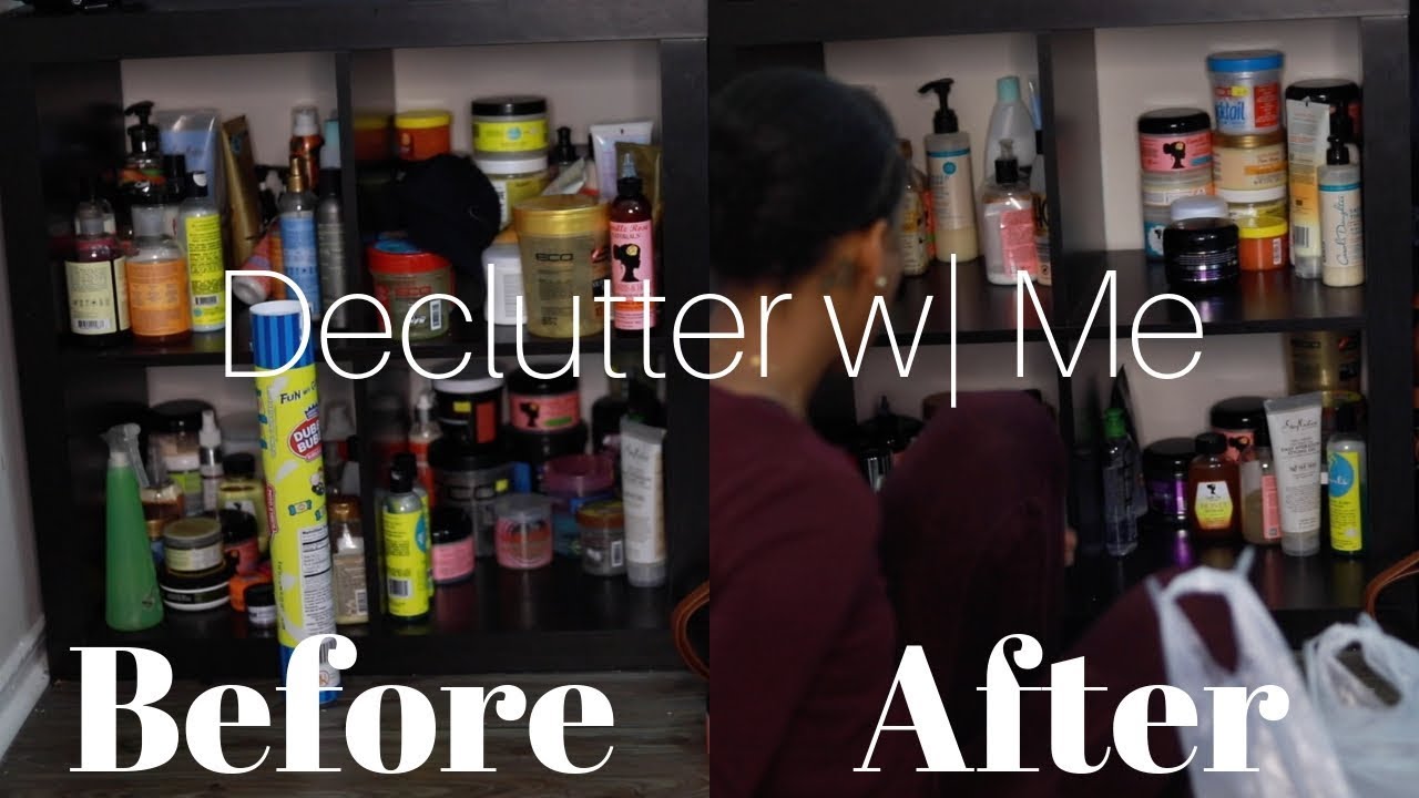 Declutter With Me | Natural Hair Products Collection + Skin Care - YouTube