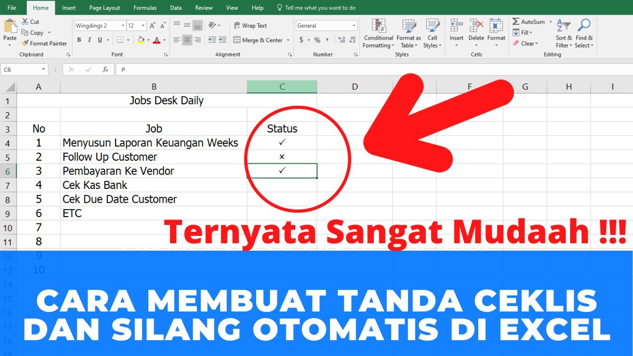 🔴 CARA MEMBUAT TANDA CENTANG DI EXCEL - CARA MEMBUAT TANDA CEKLIS DAN ...
