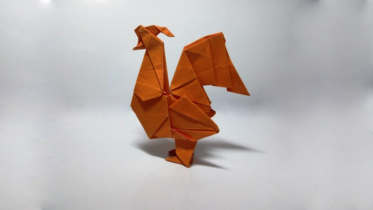 Origami Rooster (John Montroll) - YouTube