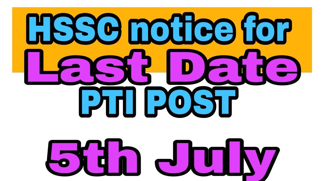 Hssc latest notification for the post of PTI#PTI online form #last date ...