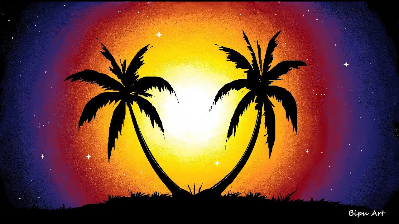 Simple Scenery Drawing on Ms Paint | Ms Paint Drawing | paint in computer | How to draw in Ms ...