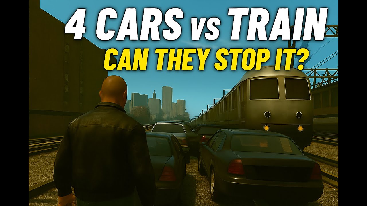 GTA IV Physics Test: Train vs 4 Cars - YouTube