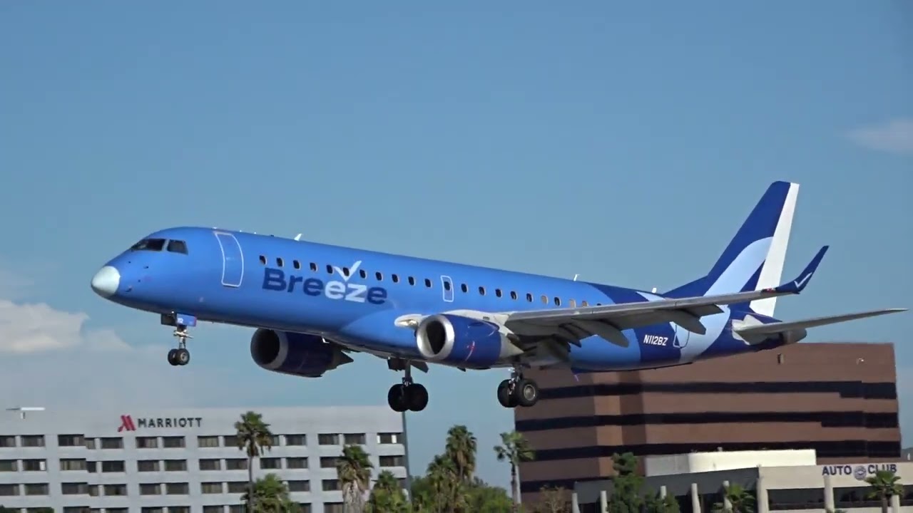 Breeze Airways Embraer E190 N112BZ LGB Landing 30 FIRST BREEZE FLIGHT ...