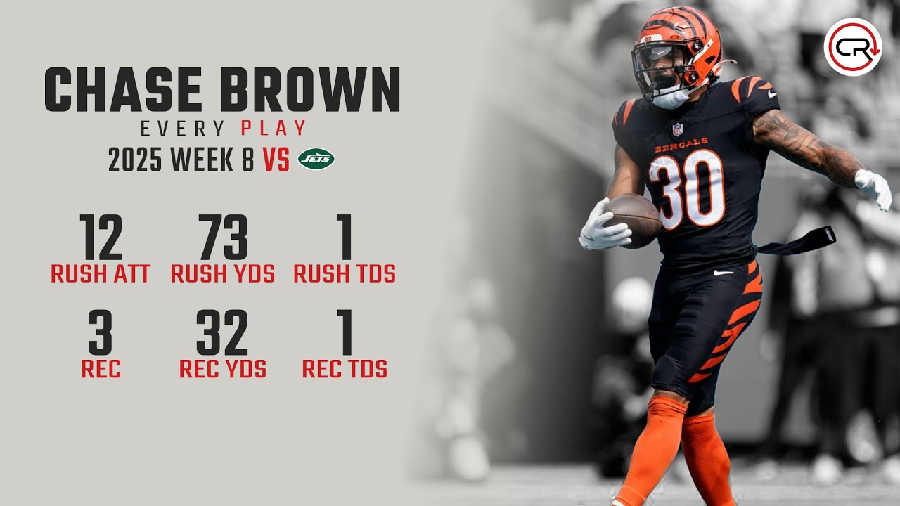 Chase Brown Week 8 Highlights | Every Run, Target, and Catch vs Jets ...