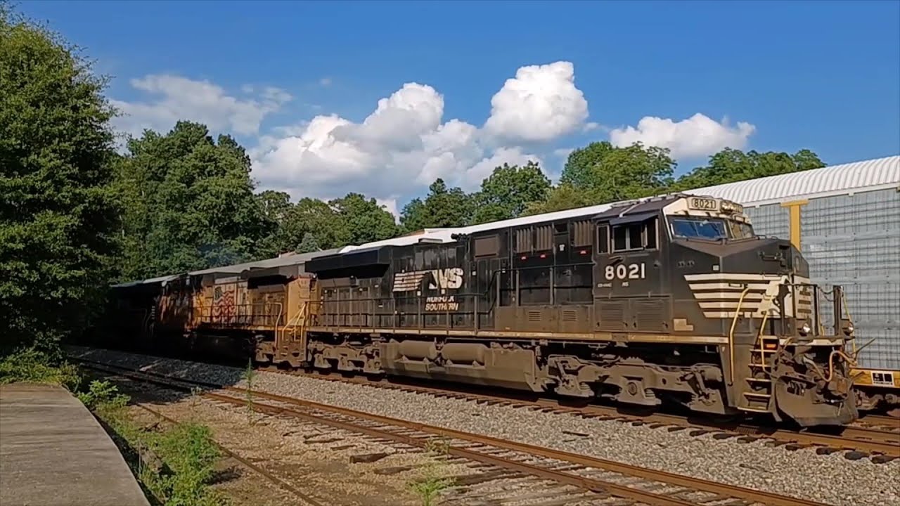 HUGE Aggressive Norfolk Southern Dbl Pass NS #4363 - #242 counterpart NS #8021 -#243 met ...