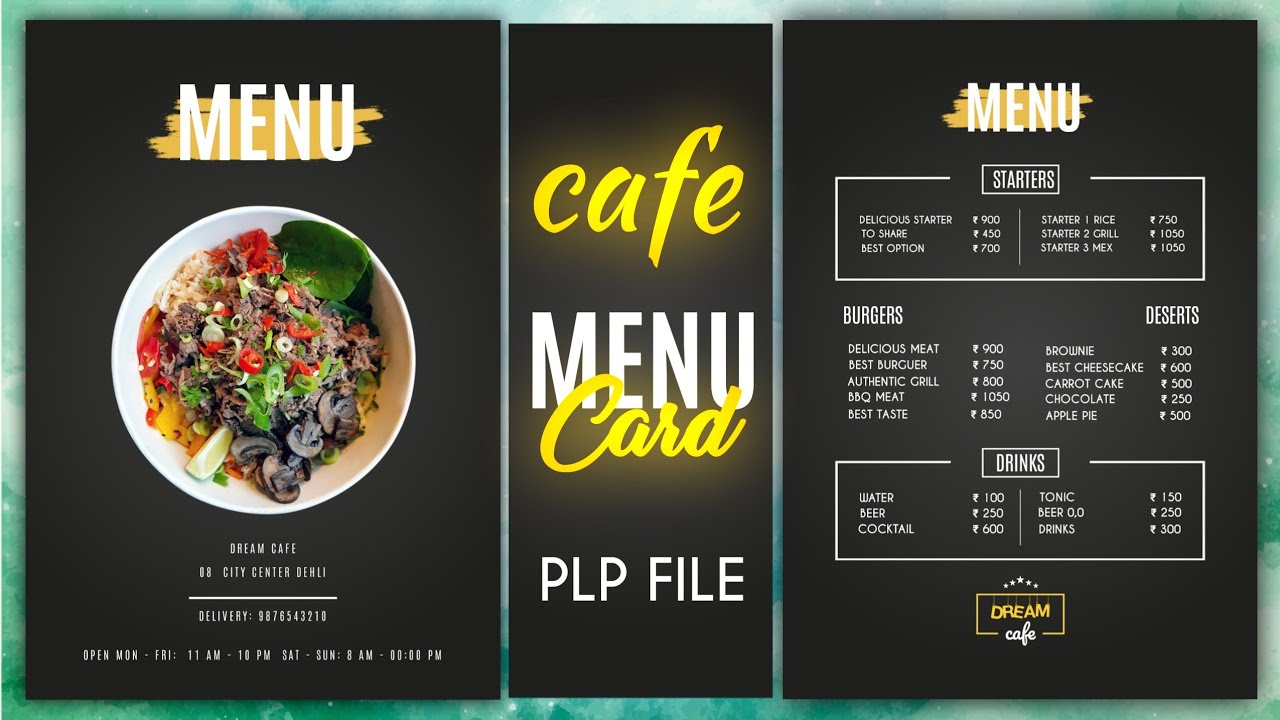Make Restaurant cafe MENU Card In Pixellab | Hotel Menu Card | Plp File ...