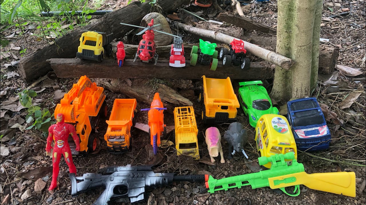 📛Superhero toy car 🏎️👺 ,Excavator,dump truck,helicopter toy,spider man ...