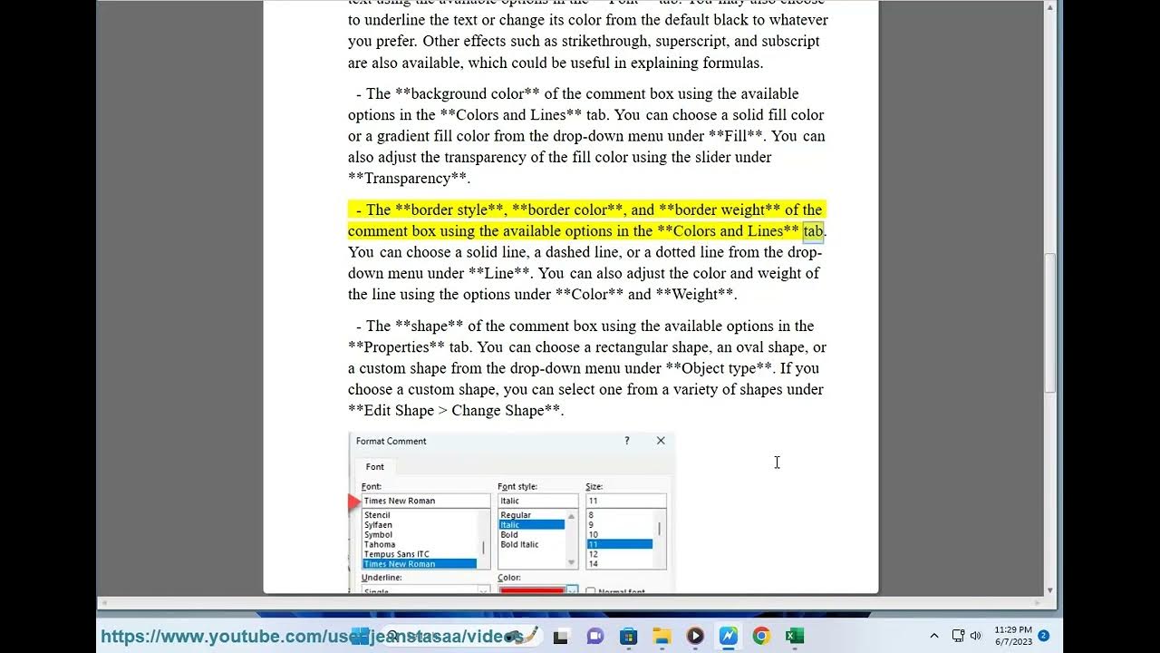 Change default Color, Shape, Font of Comment Box in Excel - YouTube