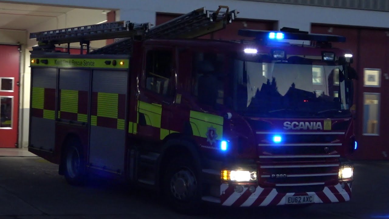 Maidstone K60R3 Turnout (Scania P280) - Kent Fire and Rescue - YouTube