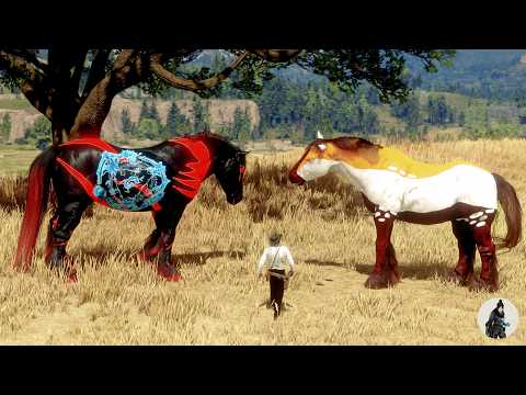 Arthur Morgan Tames Two Powerful Ginormous Horses at Broken Tree | RDR2