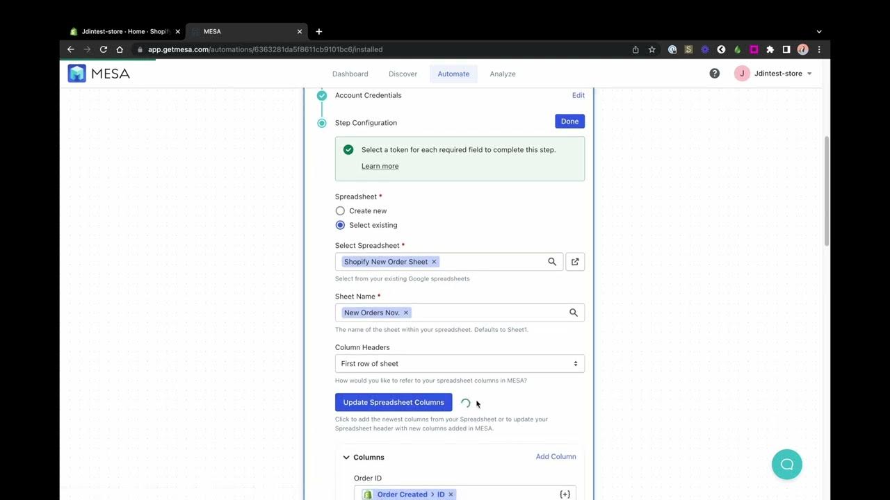 Send Shopify orders to Google Sheets using existing spreadsheet - YouTube
