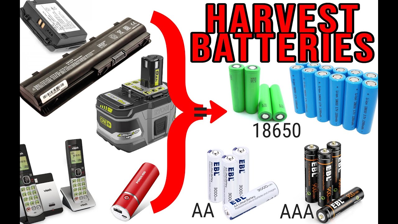 HOW TO HARVEST BATTERIES 1860 AA AAA - YouTube