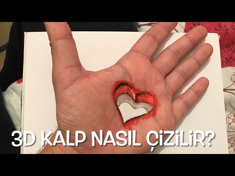 El üzerine üç boyutlu kalp nasıl çizilir | 3D kalp çizimi hilesi