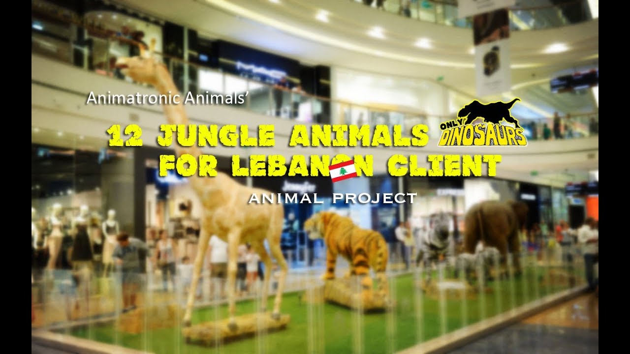 Animatronic Jungle Animals Exhibited Shopping Mall Beirut Lebanon - YouTube