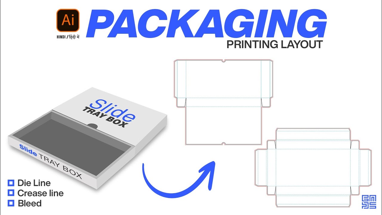 Slide Tray Gift Box Packaging Printing Layout in Adobe illustrator ...