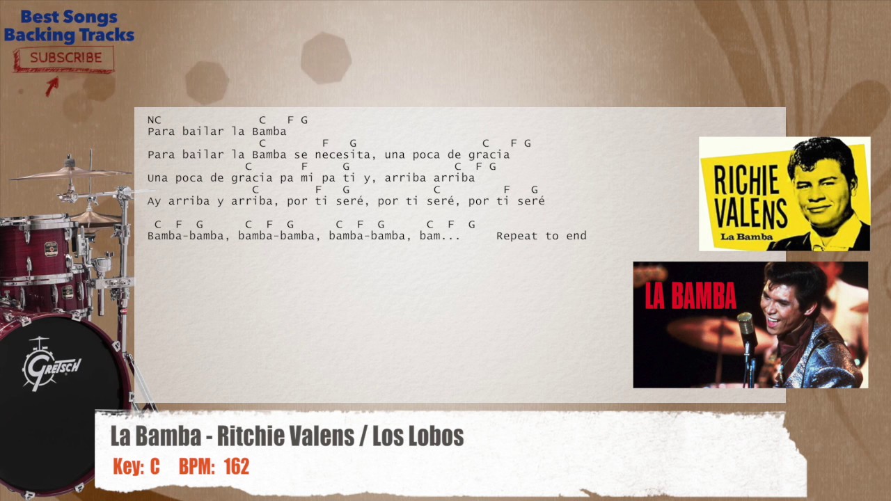 🥁 La Bamba - Ritchie Valens / Los Lobos Drums Backing Track with chords ...