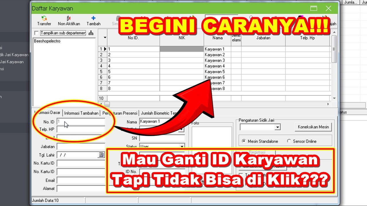 Cara Mudah Mengganti Nomor ID Karyawan Pada Aplikasi Attendance ...