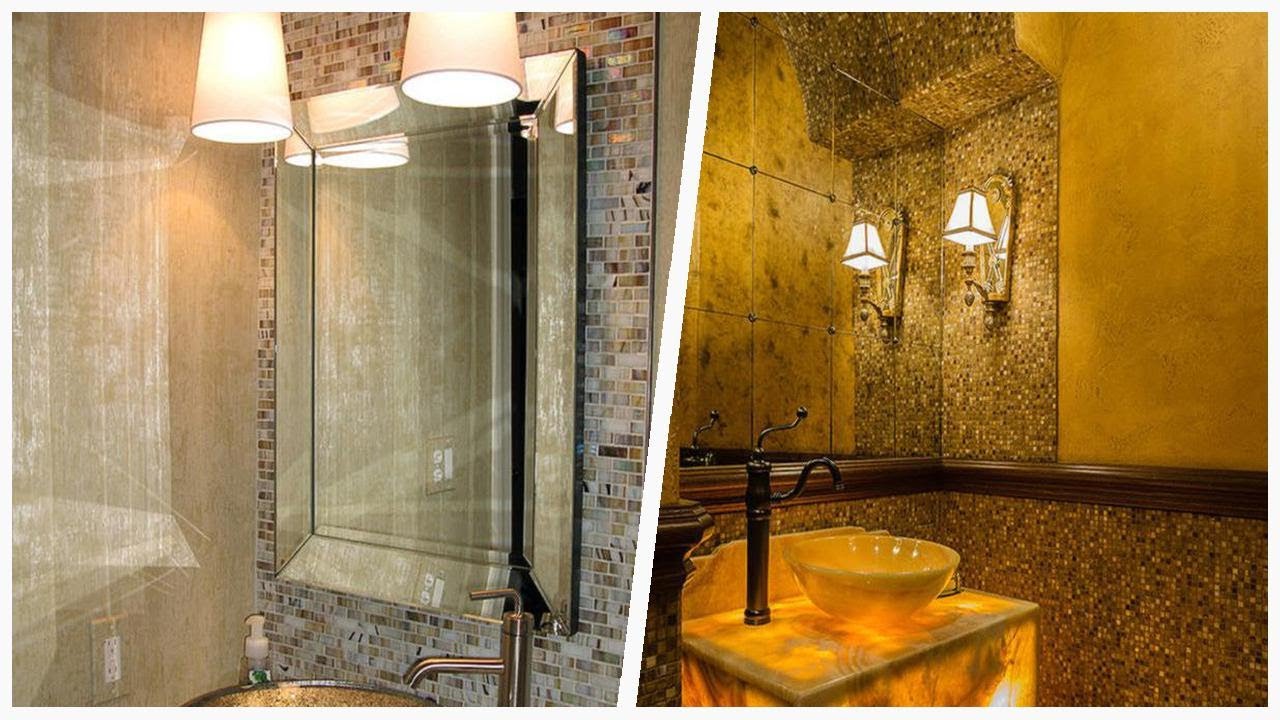 75 Powder Room With Onyx Countertops And Stainless Steel Countertops ...