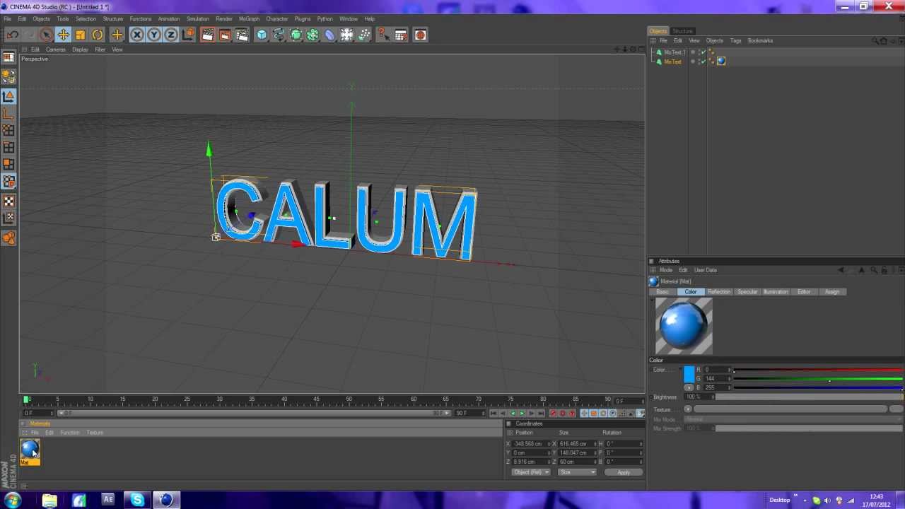 Cinema 4D Tutorial #1 | 3D Text. - YouTube