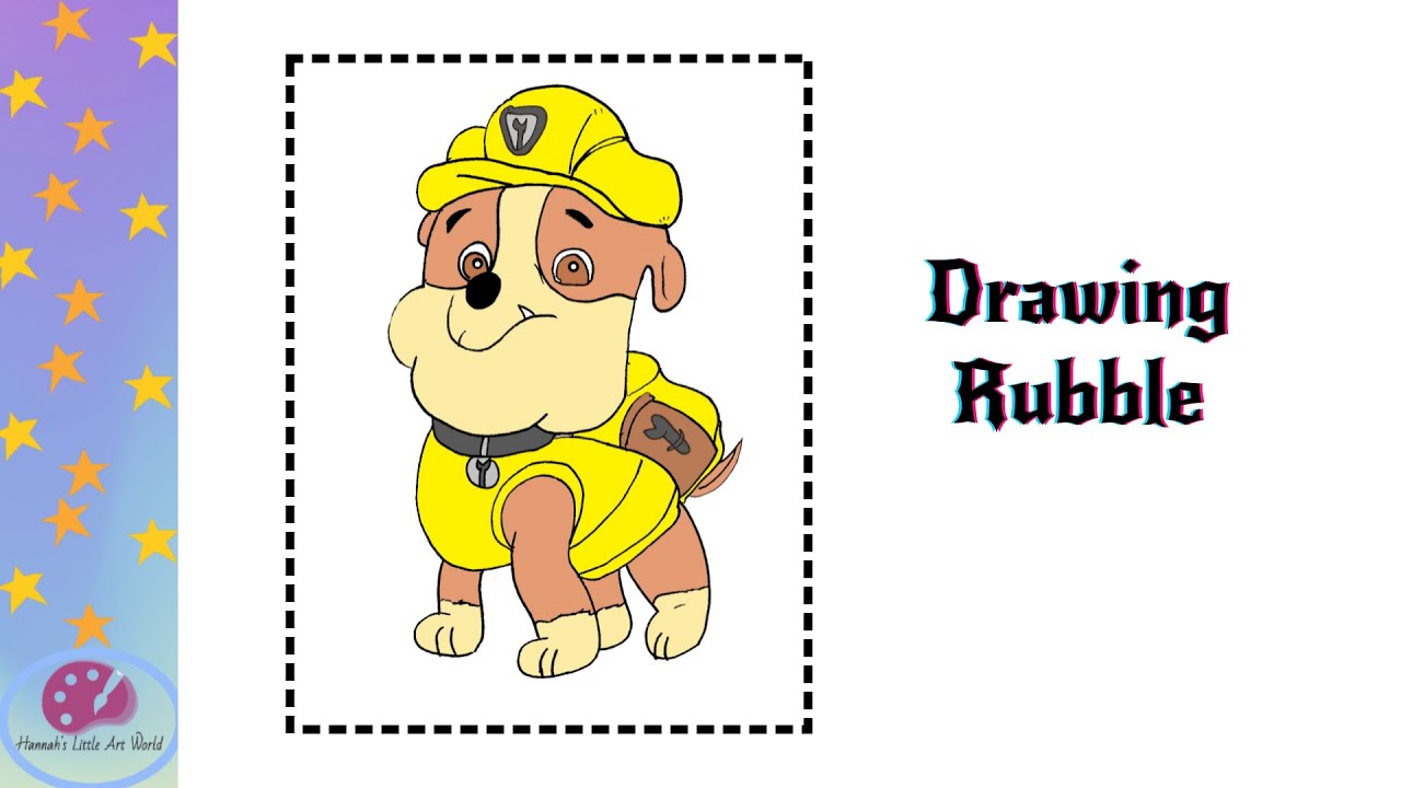 Easy PAW Patrol Art: Draw Rubble from PAW Patrol - YouTube