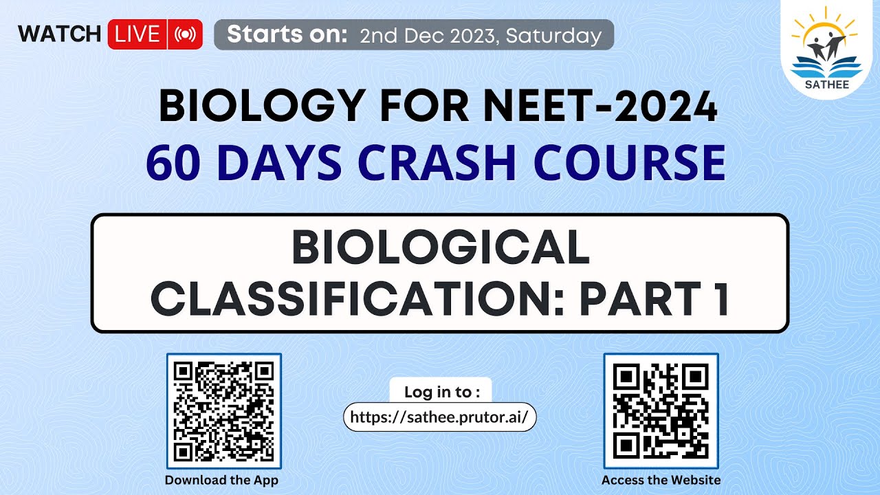 Biology For NEET - 2024 |Biological classification: Part-I | Ashish ...