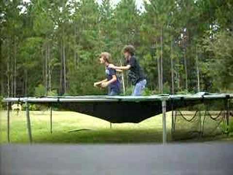 funny trampoline prank - YouTube