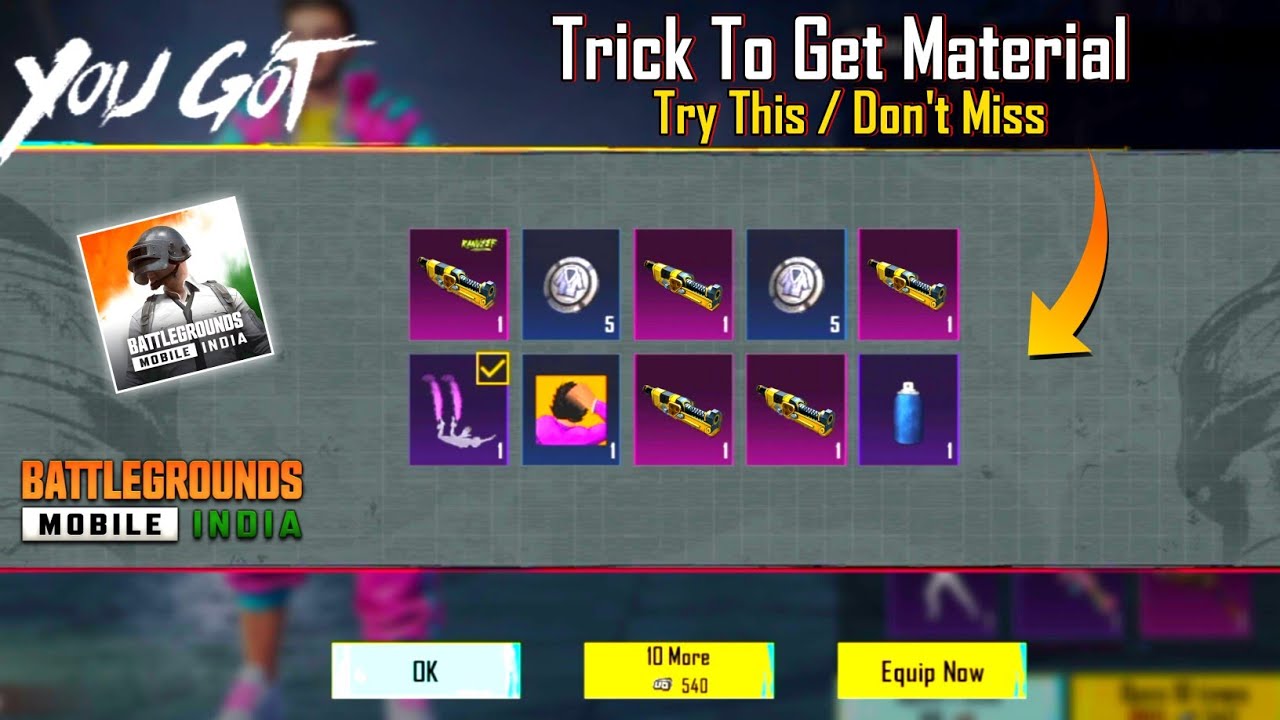 FINALLY TRICK TO GET MORE MATERIAL IN BGMI | EASY WAY TO GET MATERIAL ...