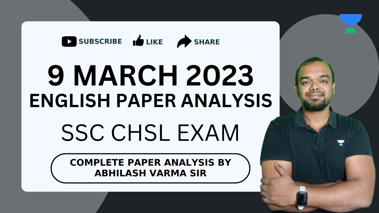 Ssc Chsl Exam English Paper Analysis 9 March 2023 Abhilash Varma Unacademy Kannada Youtube