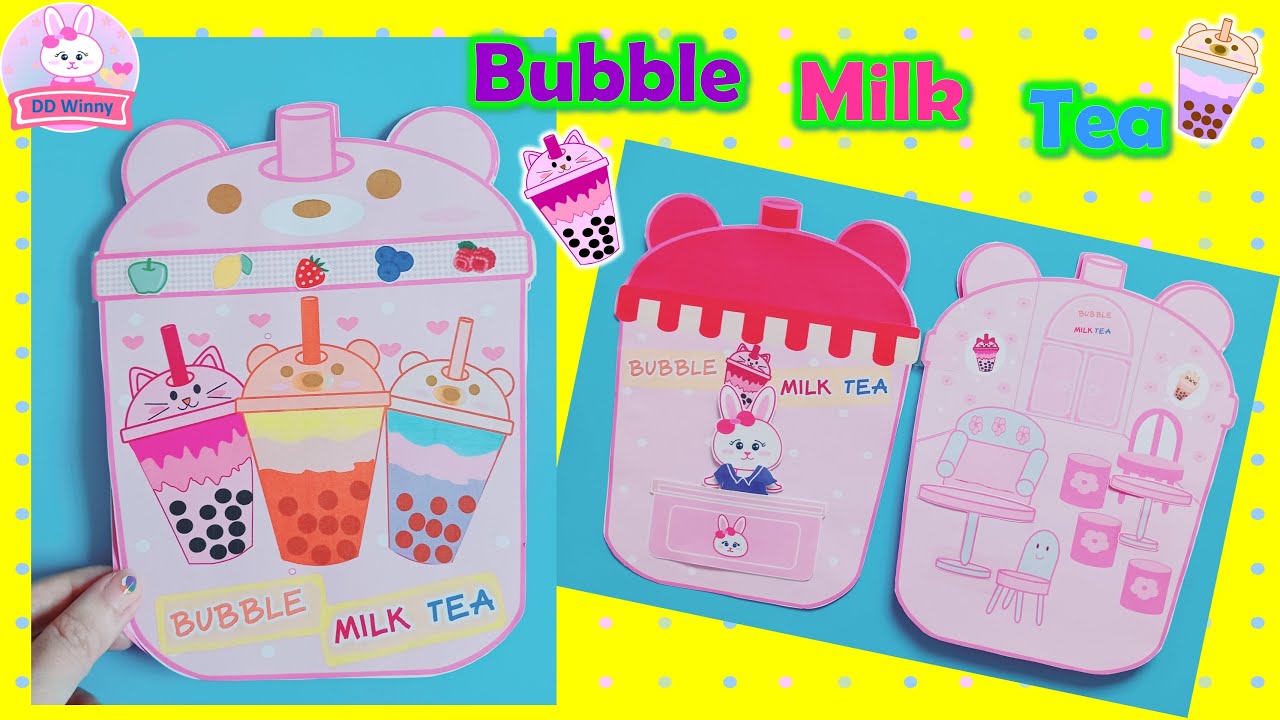🥤Bubble Milk Tea shop🥤/Cute Paper doll book/DIY doll house#diy # ...