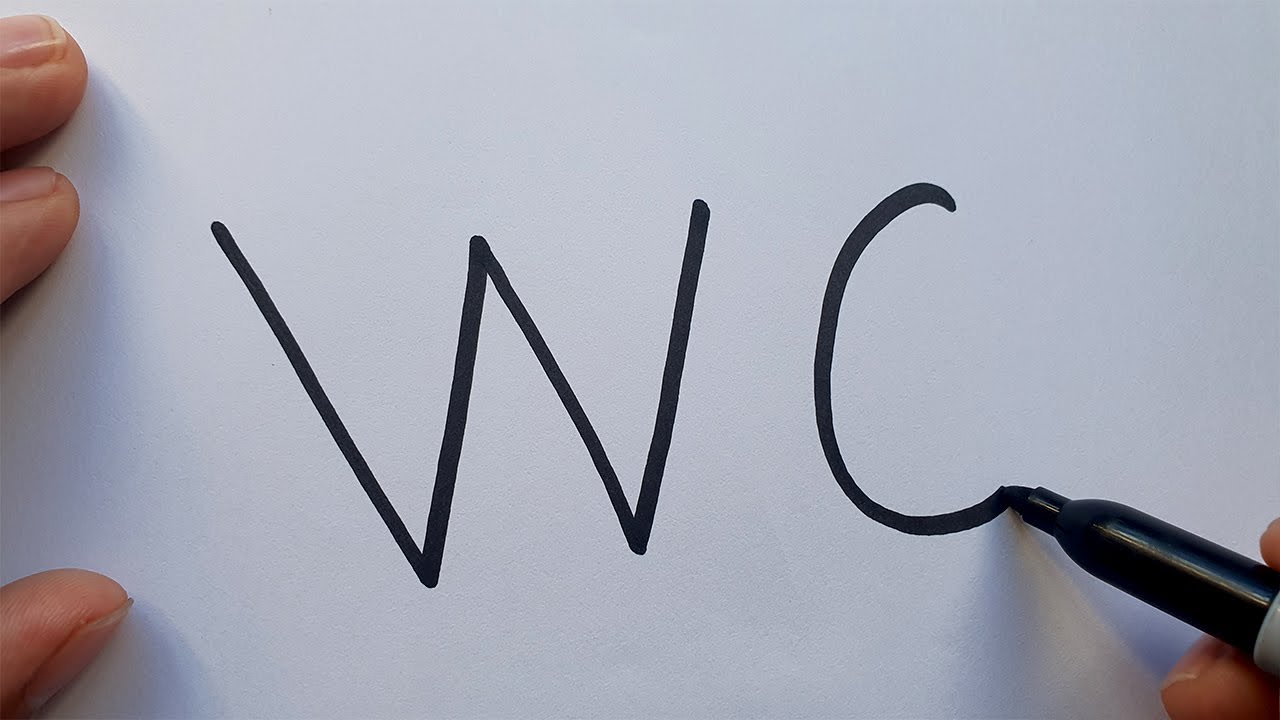 How To Draw A Dog From Letters WC Step By Step - YouTube