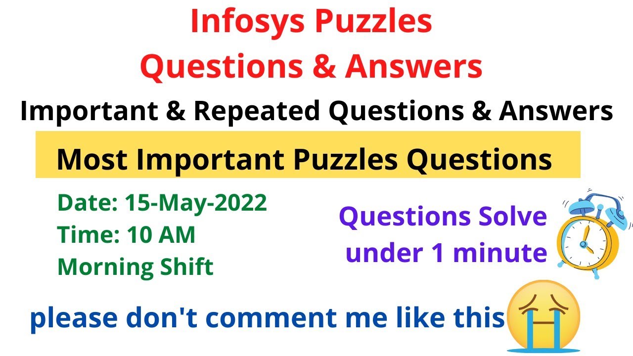 Repeated Infosys Puzzles Questions & Answers ||Tips & Tricks to solve ...