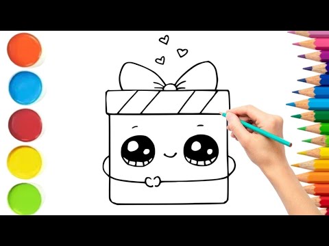 How To Draw a Cute Gift Box 🎁 | Easy Christmas |Holiday Gift Drawing ...