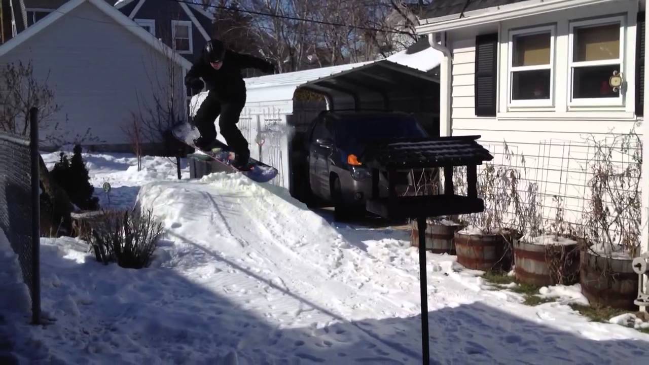 Backyard Snowboarding Fun Time - YouTube