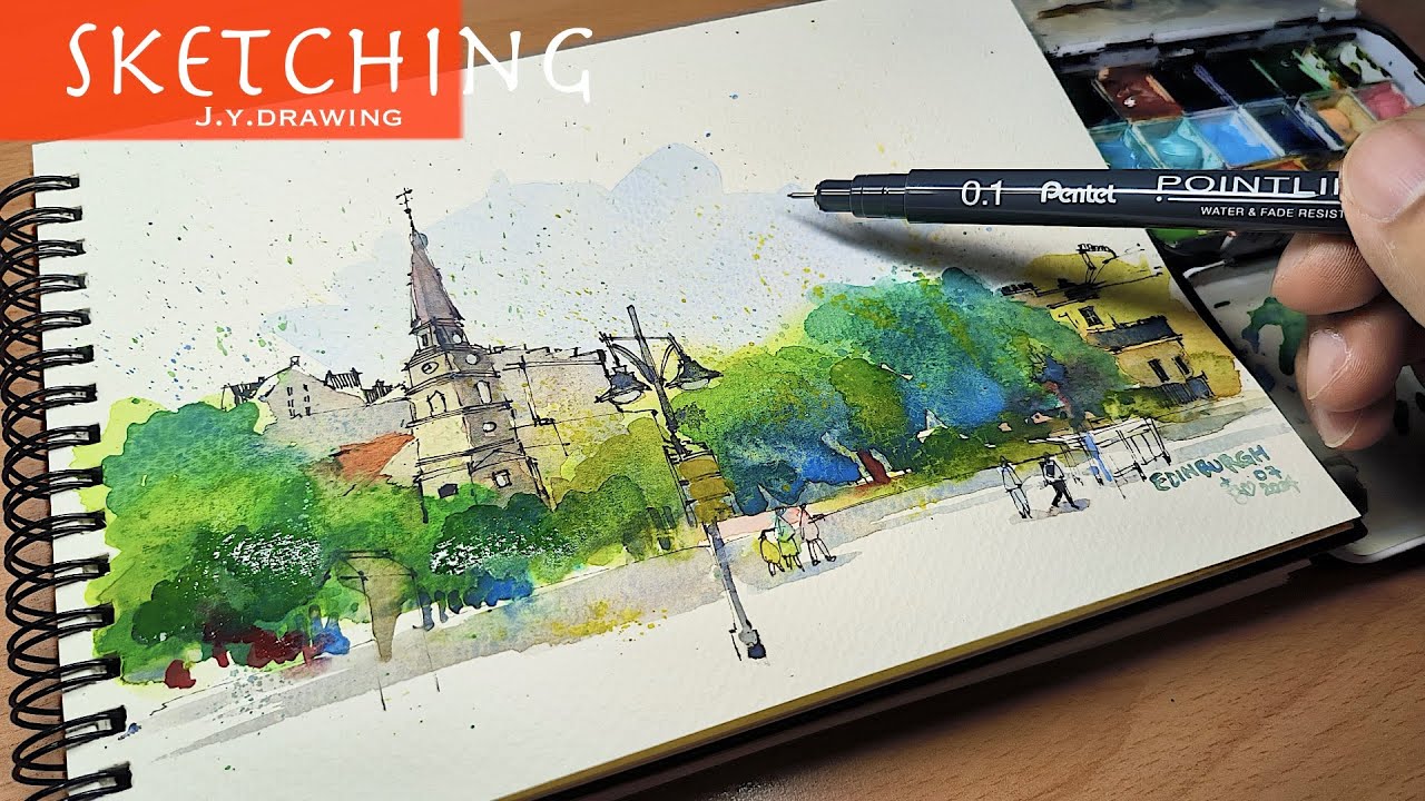 Drawing Edinburgh Street Scenes with Easy and Simple Watercolor ...