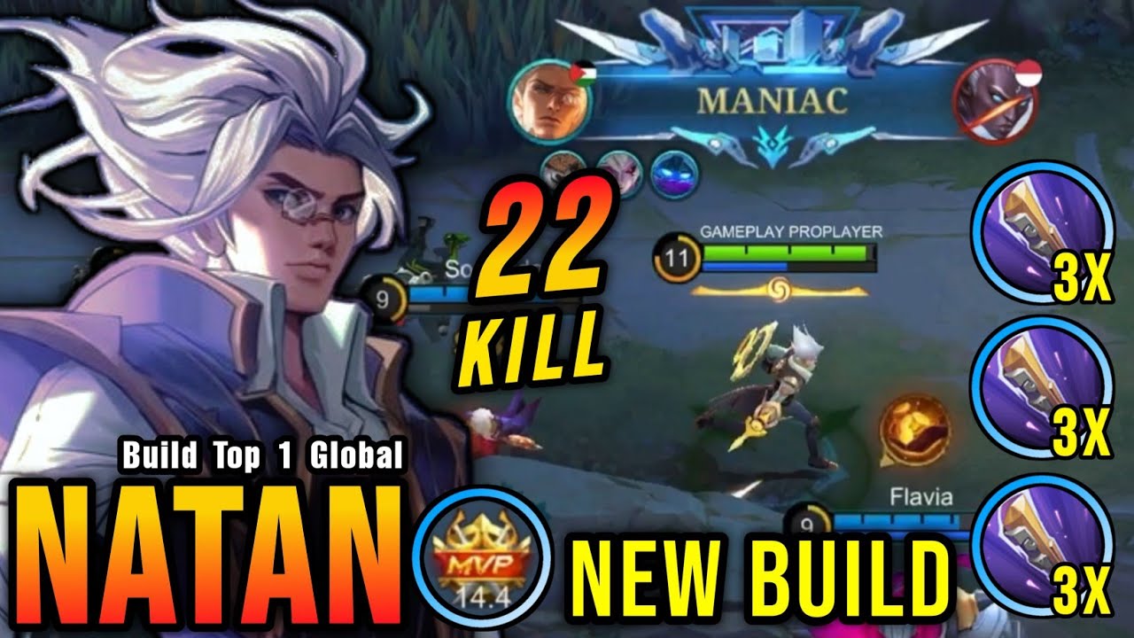 22 Kills + MANIAC!! 3x Golden Staff on Natan (PLEASE TRY) - Build Top 1 ...