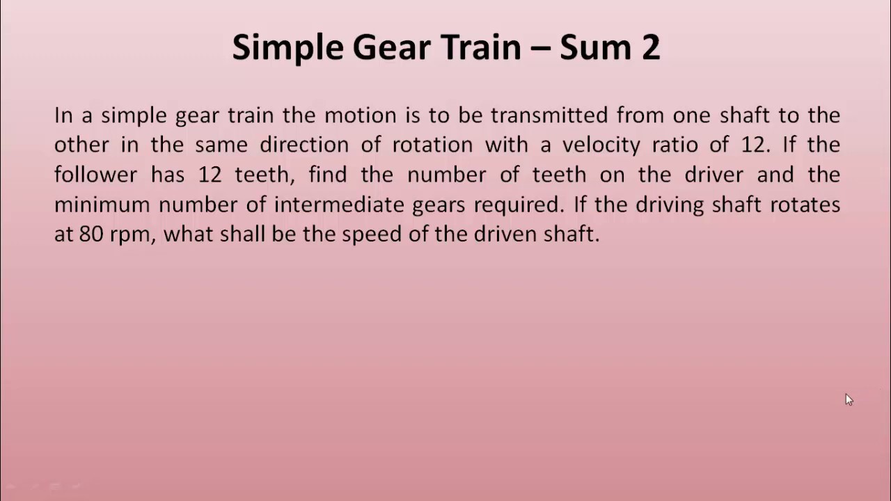 6 Simple Gear Train Sum 2 - YouTube