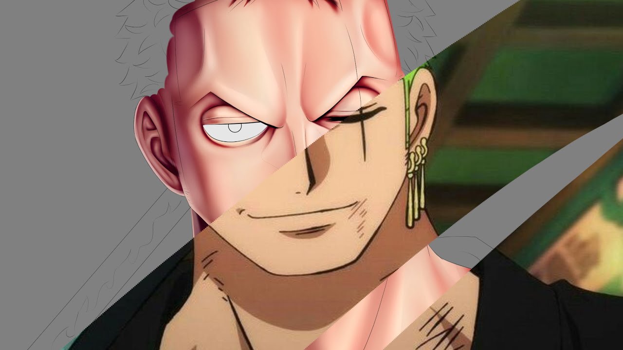 Como eu pinto Pele anime semi-realista / Rononoa Zoro / Render ...