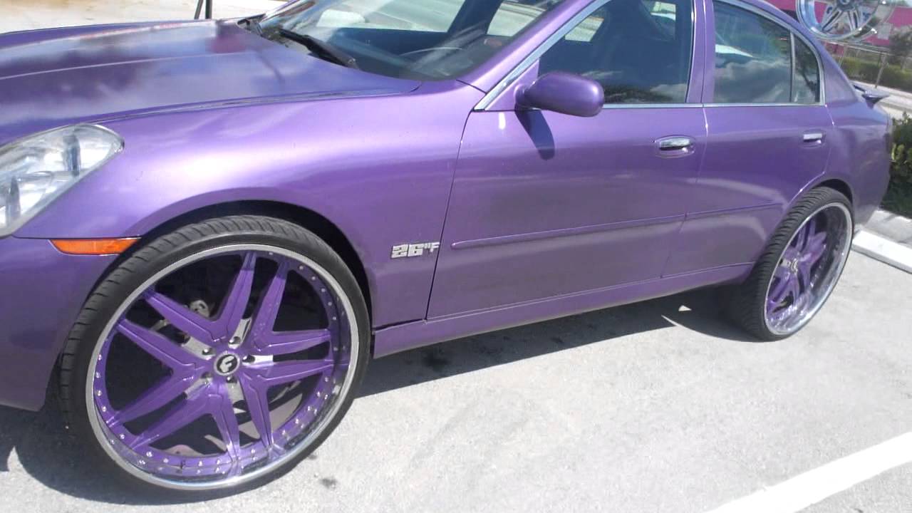 PURPLE INFINITI G35 ON DEM 26" FORGIATOS!! - YouTube