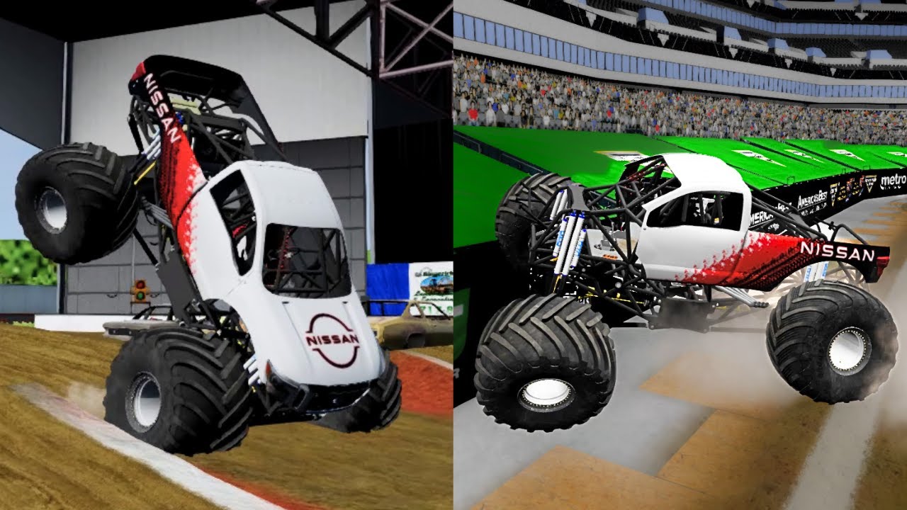 NISSAN TITAN Monster Truck Freestyle BEST Moments - BeamNG.Drive - YouTube