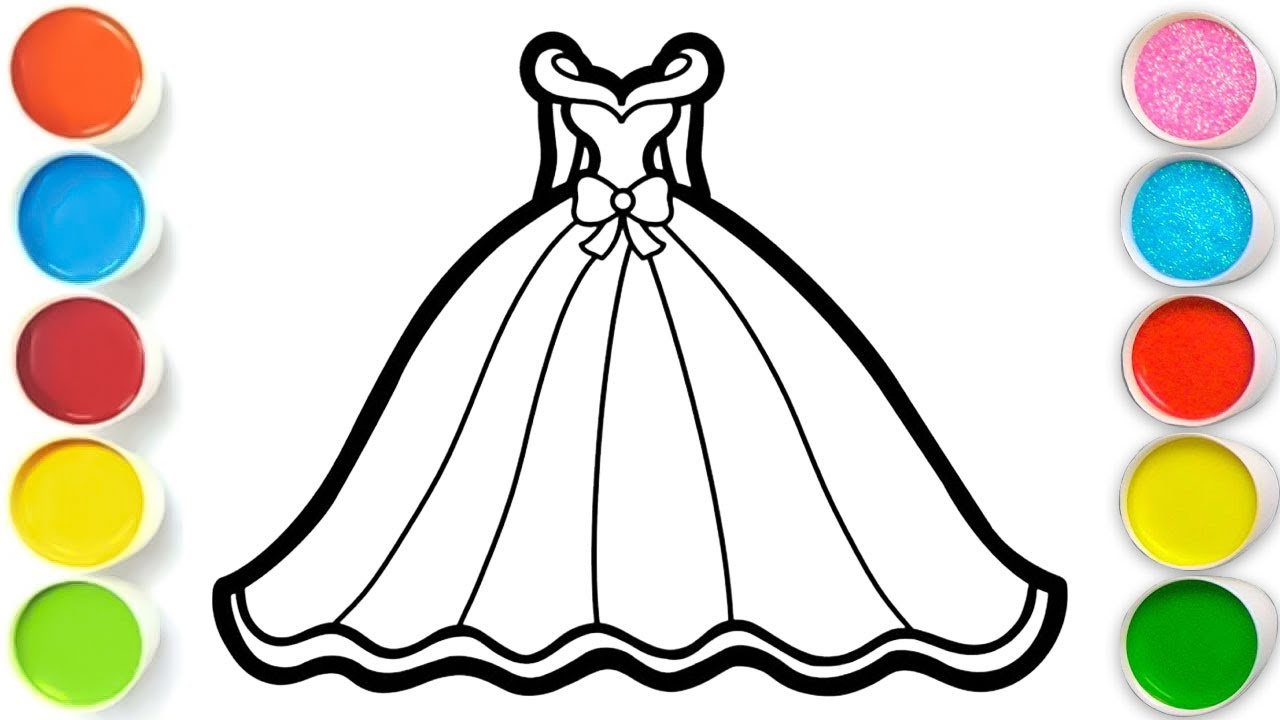Princess Dress Drawing, Painting & Coloring For Kids and Toddlers_ Easy ...