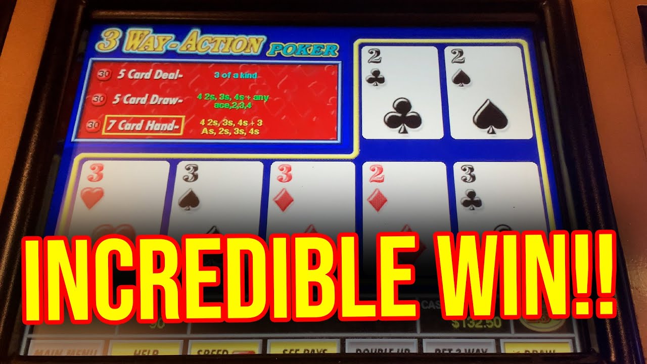 INCREDIBLY RARE $16000+ WIN!! 3 WAY ACTION VIDEO POKER!!! - YouTube