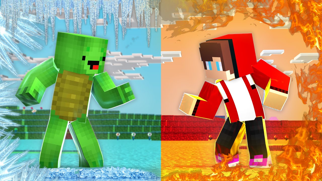 How ICE Mikey vs FIRE JJ got new abilities in Minecraft Challenge ...
