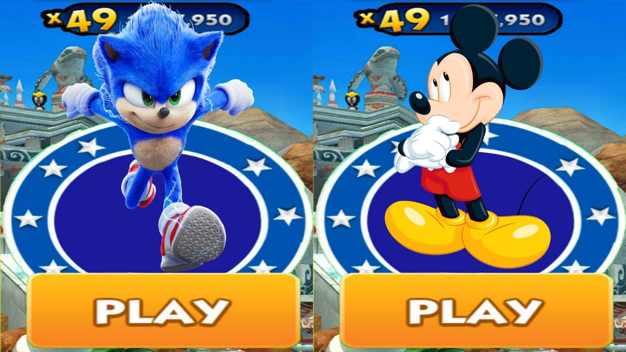 Sonic Dash vs Mickey Mouse Run - Movie Sonic vs All Bosses Zazz Eggman ...
