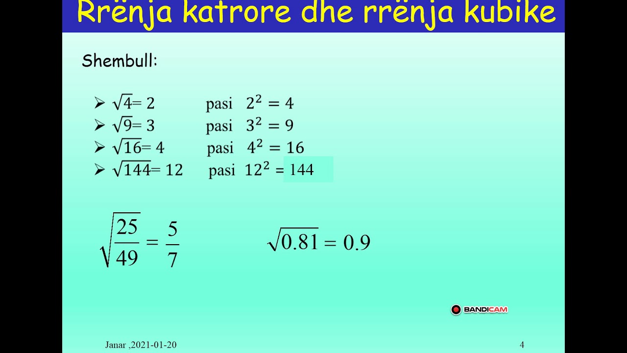 Rrënja katrore dhe kubike IX1 - YouTube