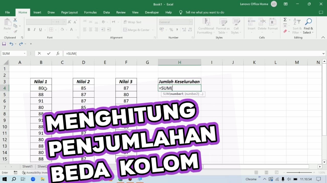 Cara Menghitung Penjumlahan Beda Kolom Pada Microsoft Excel -Bisa Juga ... Cara Menghitung Penjumlahan Beda Kolom Pada Microsoft Excel -Bisa Juga ...