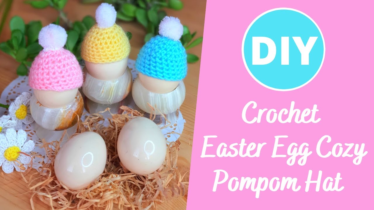 Learn to crochet easter Egg cozy hat with pompom - YouTube