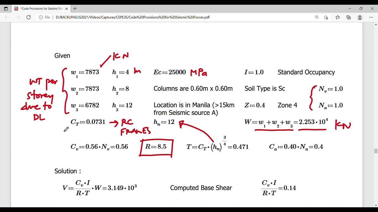 Vertical distribution of Lateral Forces Example - YouTube