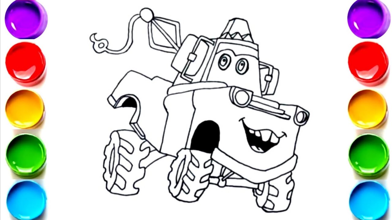 how to draw mater lightning McQueen best friend || Coloring Disney ...