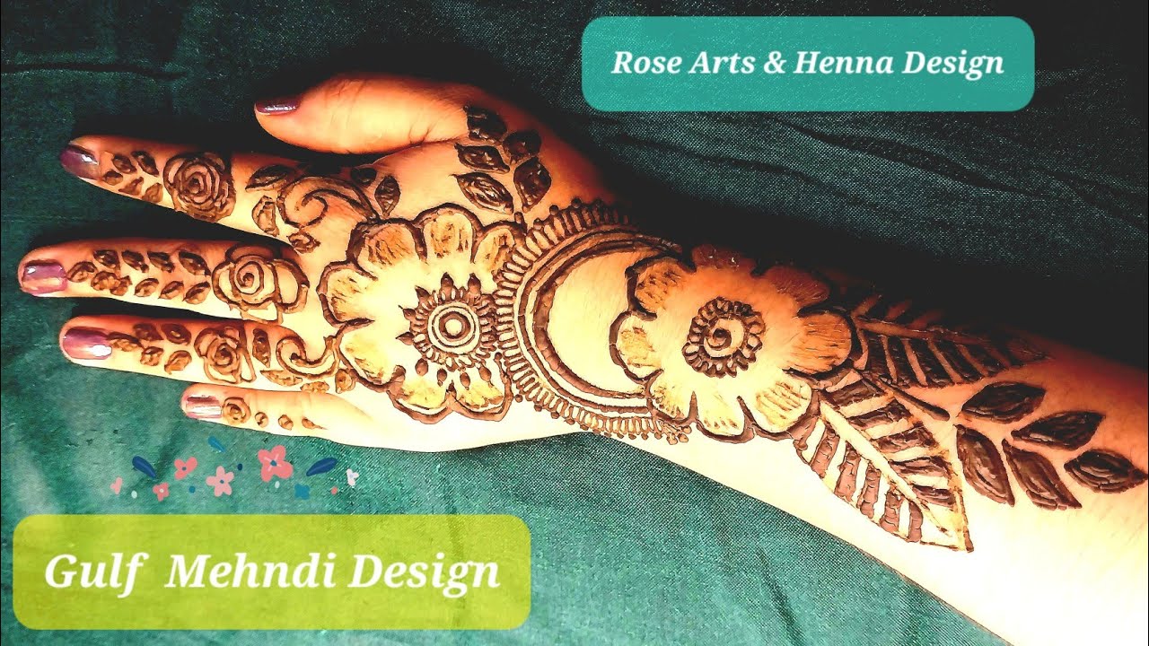Gulf Mehndi Design🌼| Simple gulf mehndi design| gulf mehndi design back ...
